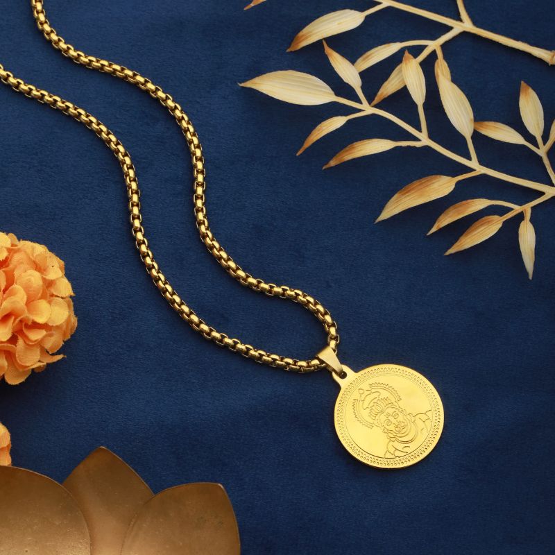 24K Gold Plated Hanuman Ji Coin Necklace – Japam