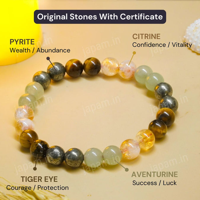 Money Magnet Fusion Band - Pyrite, Tiger Eye, Citrine & Aventurine Bea ...
