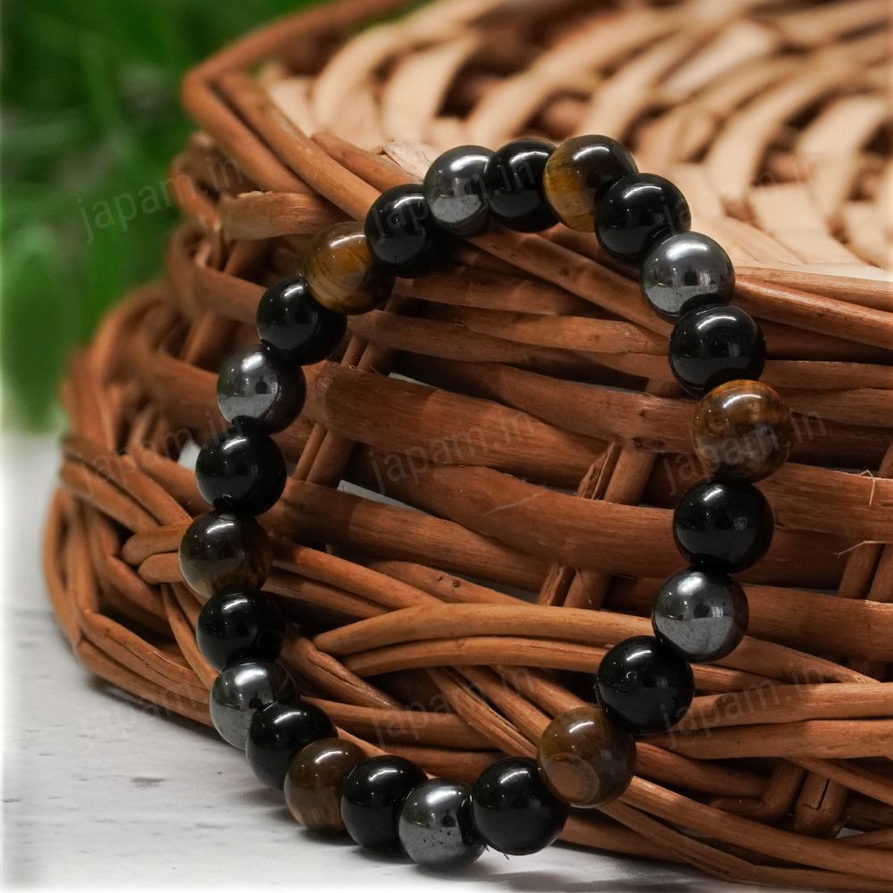 Triple Protection Band with Tiger Eye, Black Obsidian & Hematite Beads ...