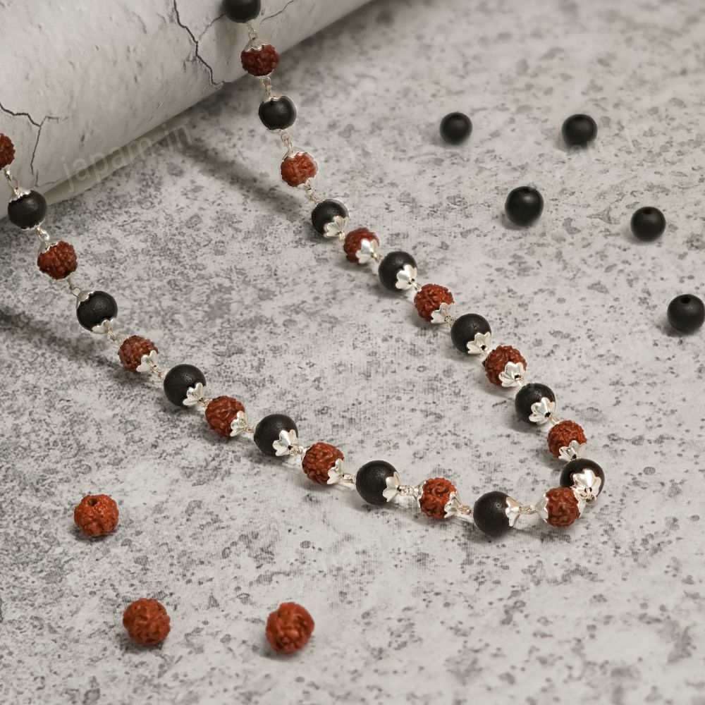 Silver Plated Divya Rudraksha Karungali Mala – Japam