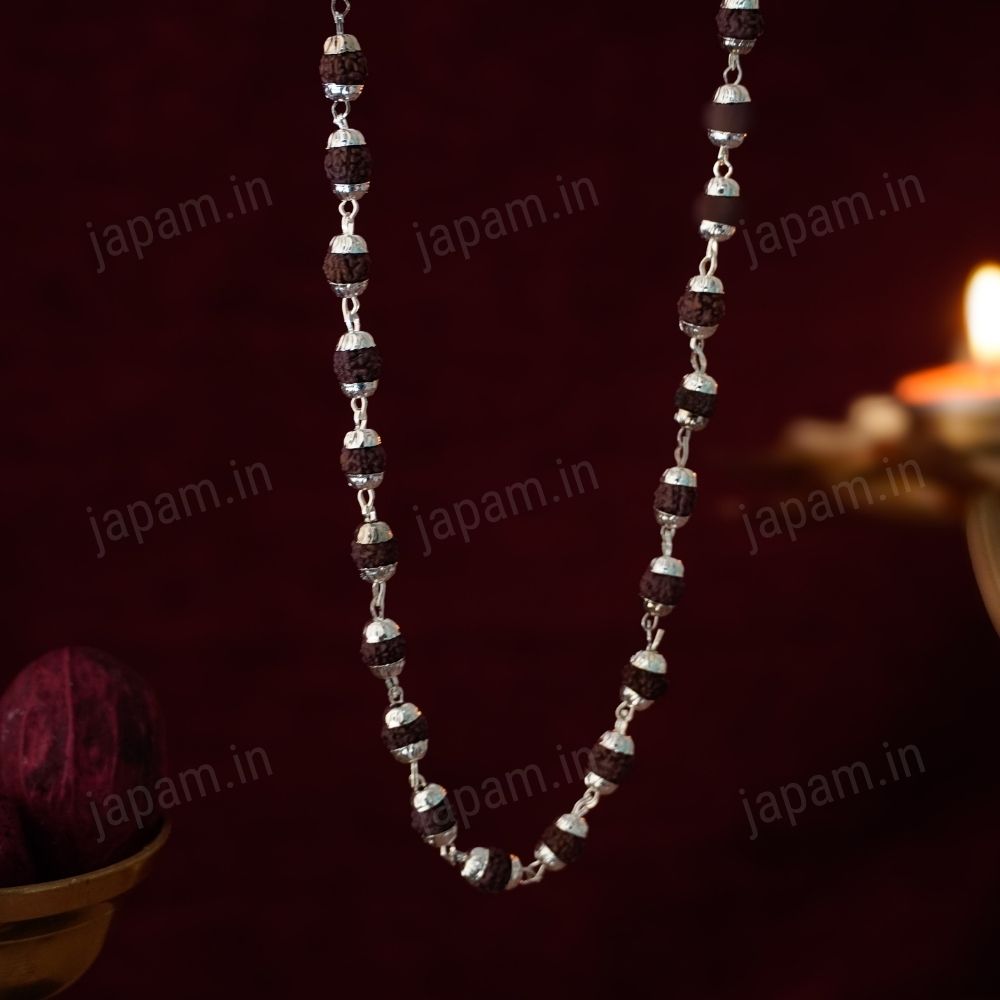 Silver Plated Elegant Rudraksha Mala – Japam