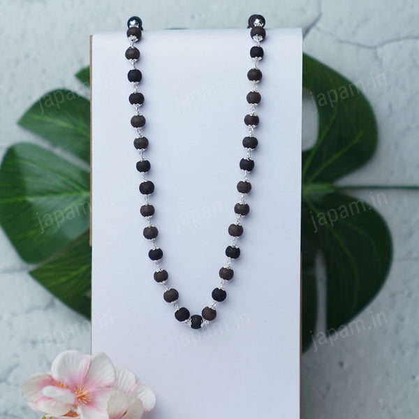 Silver Plated Eternal Karungali Mala - Natural Ebony Wood (Govt. Certi ...