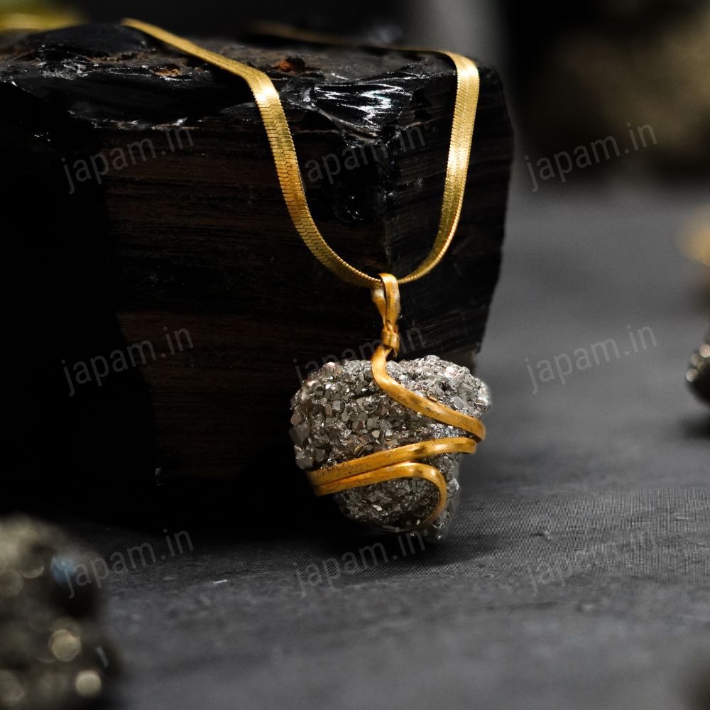 Gold Plated Raw Pyrite Stone Pendant – Japam